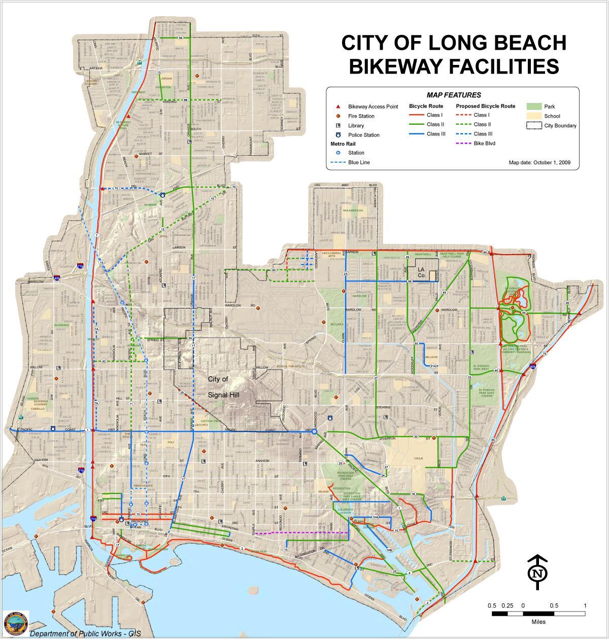 Long beach bike path map - Map of long beach bike path (California - USA)